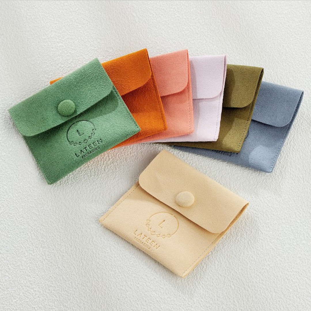 60pcs Personalized Logo Print Jewelry Pouch Snap Button Bags Custom ...
