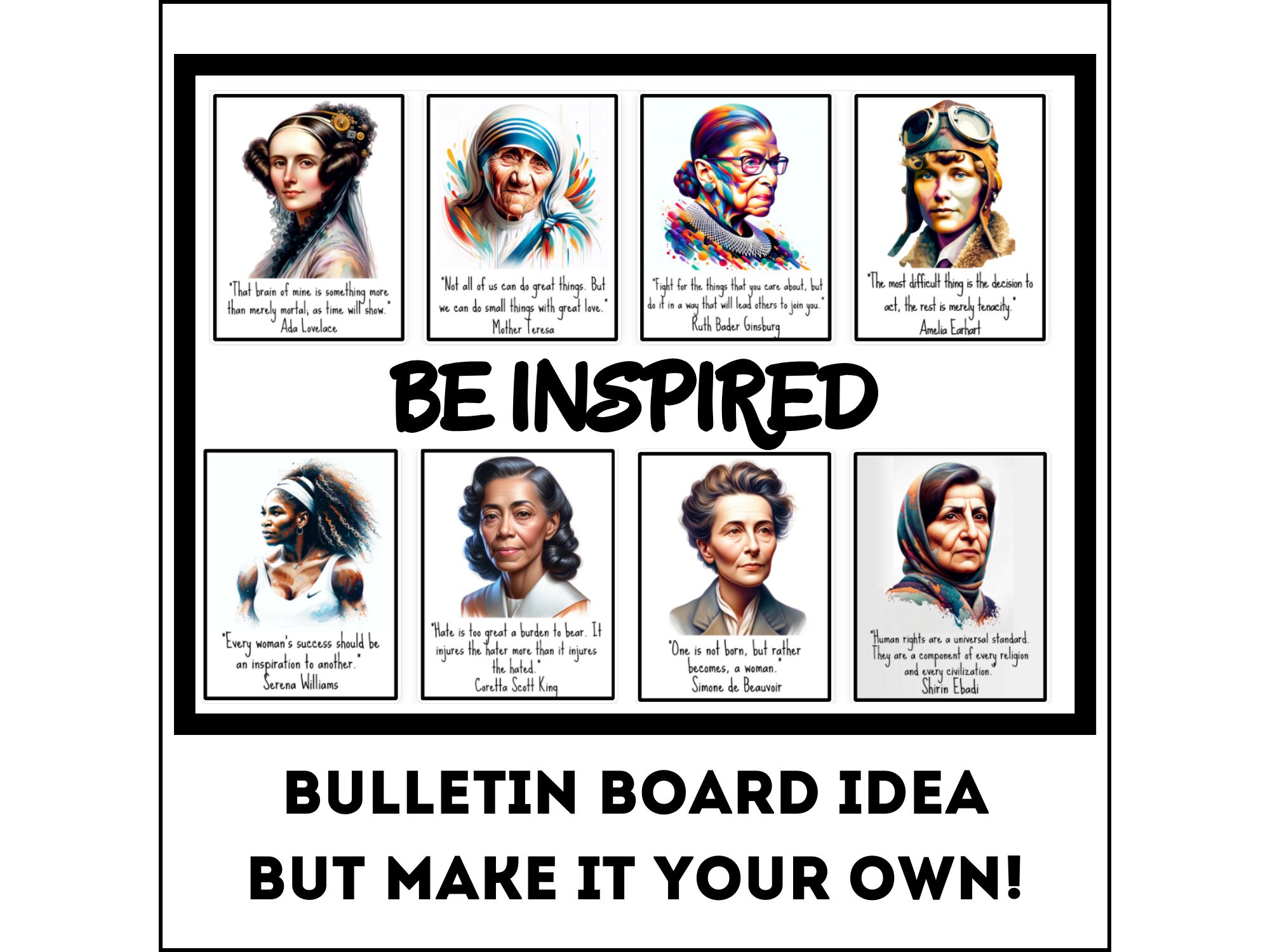 16 Women's History Month Poster Inspirational Quotes March Bulletin ...