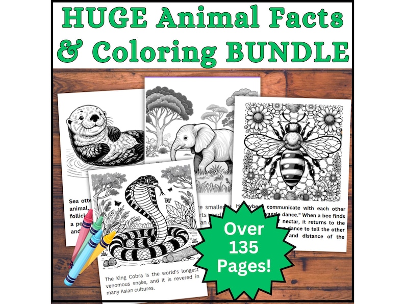 Over 135 Pages! Animal Fun Facts and Coloring Pages Life Science ...