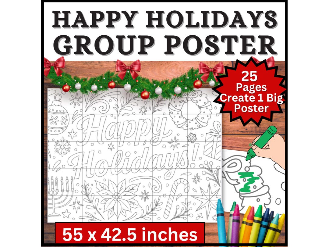 Happy Holidays Collaborative Poster! Christmas Coloring Page Craft ...