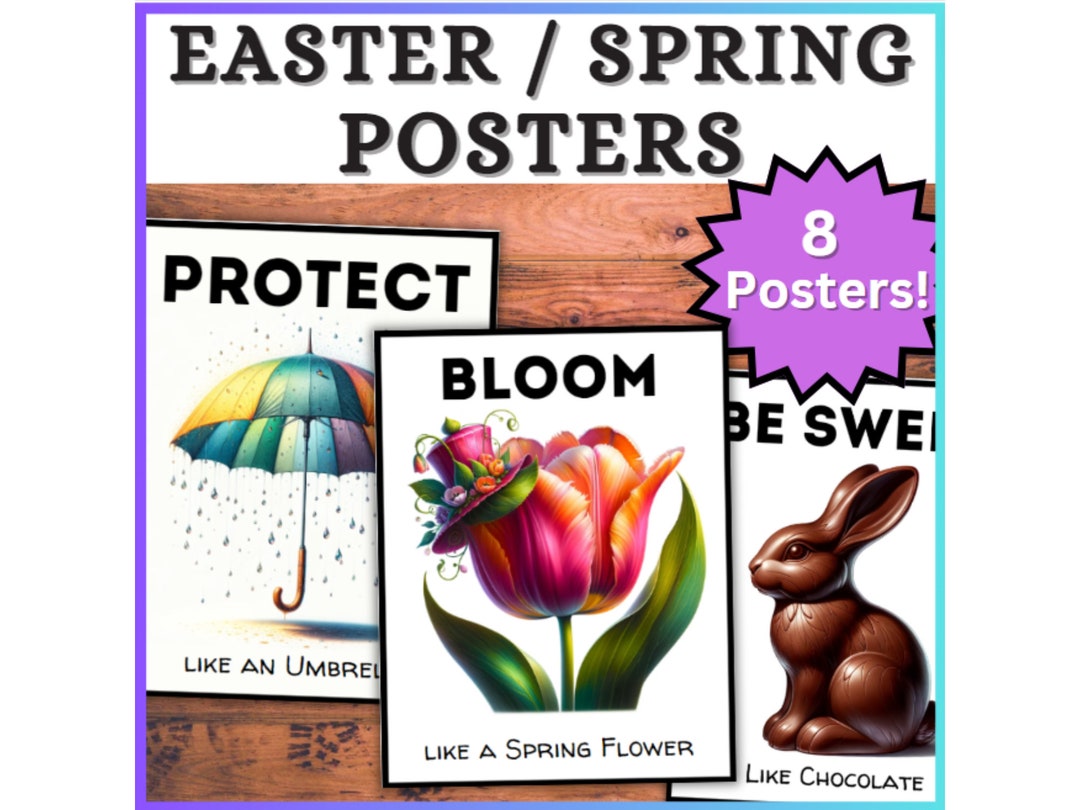 8 Spring Bulletin Board Posters |secular Easter Inspirational Posters ...