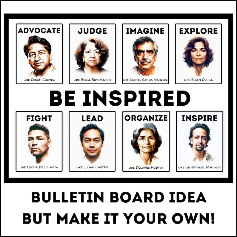 16 Hispanic Heritage Month Posters Inspirational Bulletin Board ...