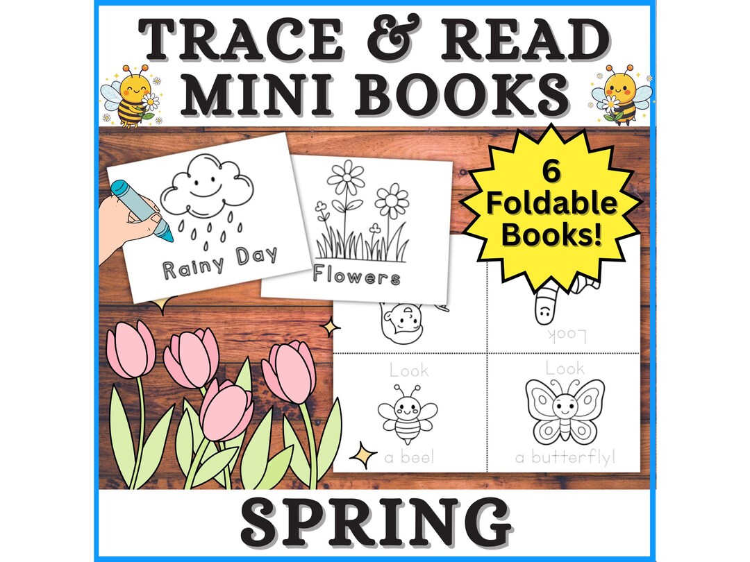Spring Mini Books! Trace and Color Preschool, Kindergarten, 1st Grade ...