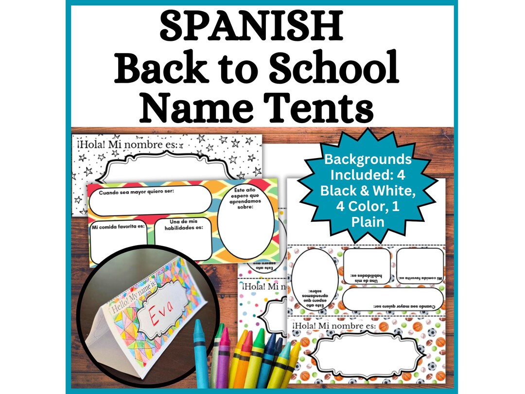 Spanish Language Name Tents, Back to School Printable Name Tags, First ...