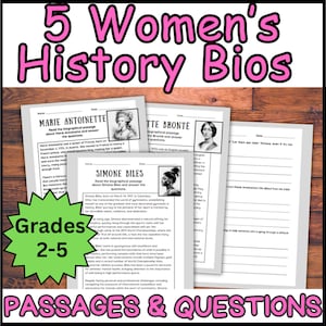 Women's History Month Biographies Reading Comprehension Questions ...