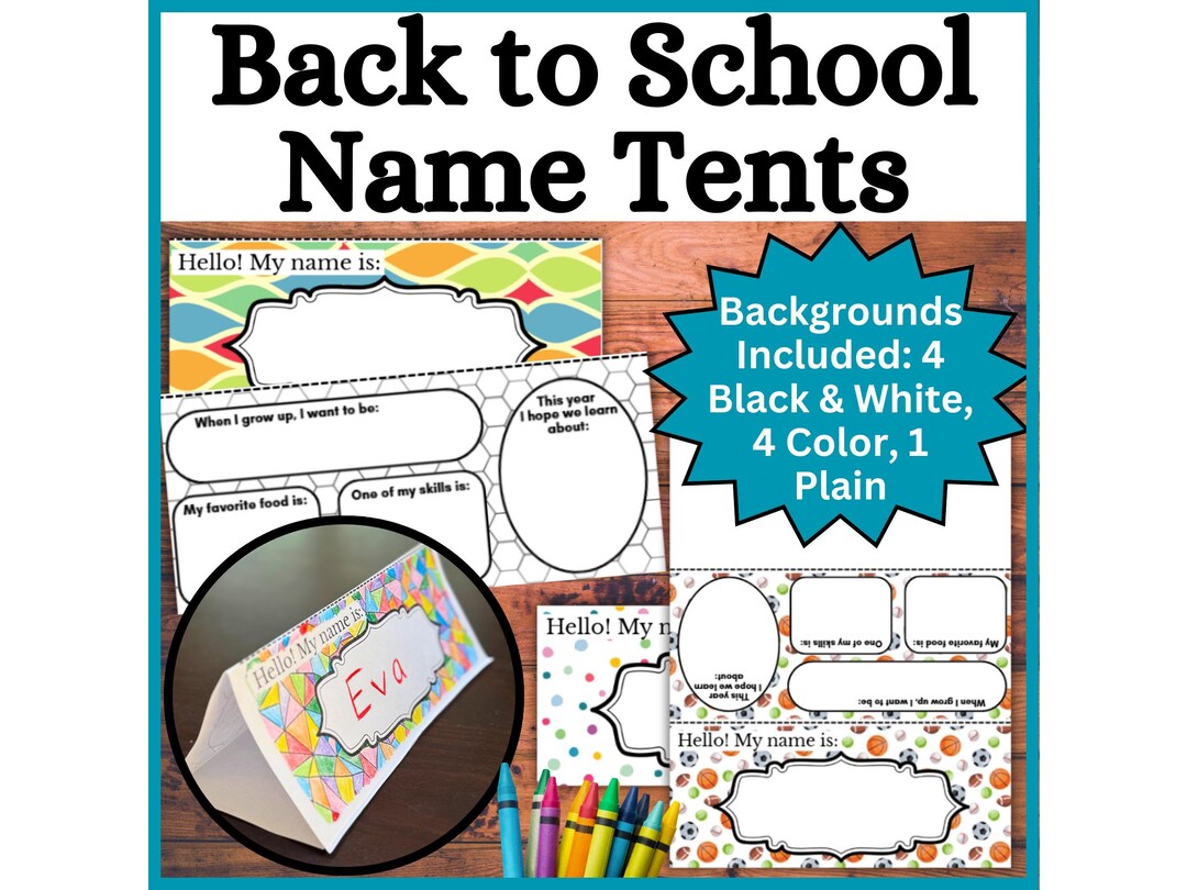 Back to School Name Tents, Printable Name Tags, First Day of School ...