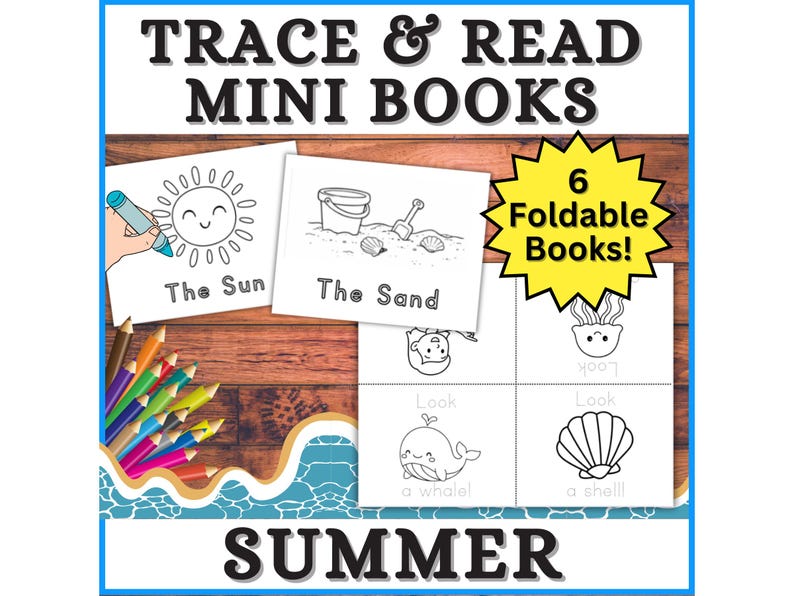 Summer Mini Books! Trace and Color Preschool, Kindergarten, 1st Grade ...