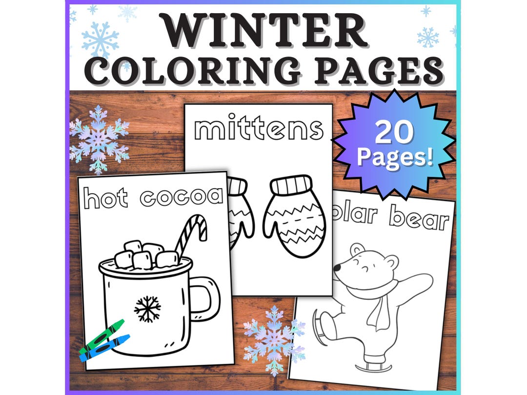 20 Winter Coloring Pages Sheets Preschool Craft Kindergarten December ...