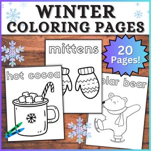 20 Winter Coloring Pages Sheets Preschool Craft Kindergarten December ...