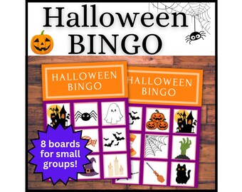 Halloween Bingo Game 8 Boards Small Groups Centers October Holiday ...