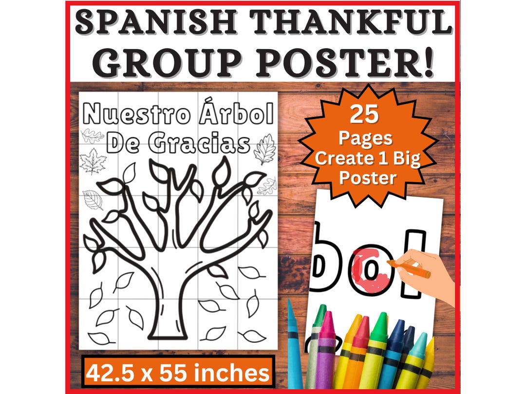 SPANISH Language Thankful Tree Collaborative Poster, Printable ...