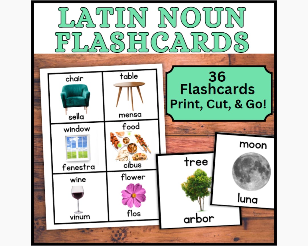 36 Latin Flashcards - Nouns Latin Language Vocabulary Words Flash Cards ...