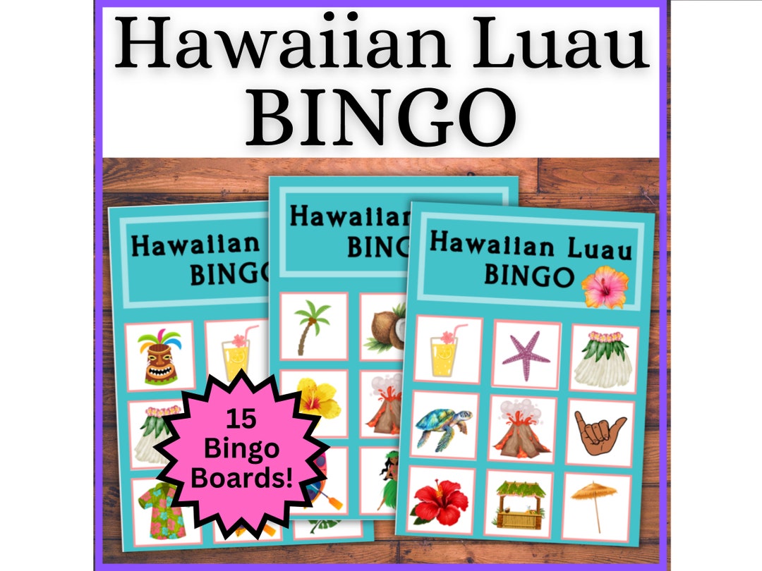 Hawaiian Luau Bingo Game, Luau Party, End of the Year or Birthday Party ...