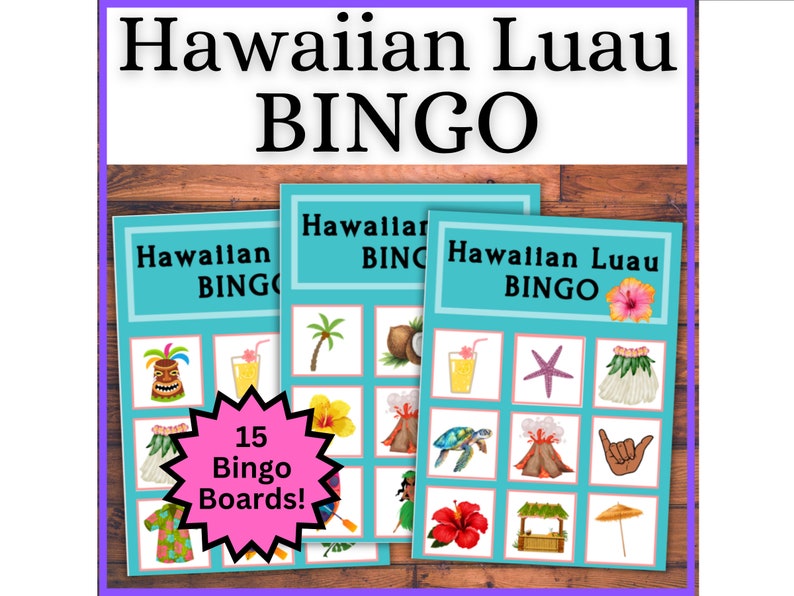 Hawaiian Luau Bingo Game, Luau Party, End of the Year or Birthday Party ...