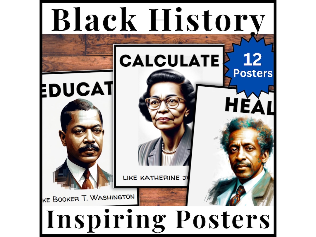 12 Black History Month Posters February Bulletin Board Classroom Decor ...