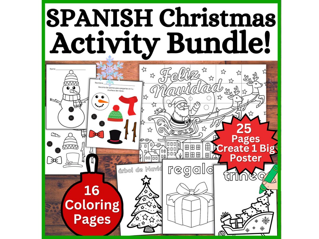 SPANISH Activity BUNDLE! Feliz Navidad Collaborative Poster, Christmas ...