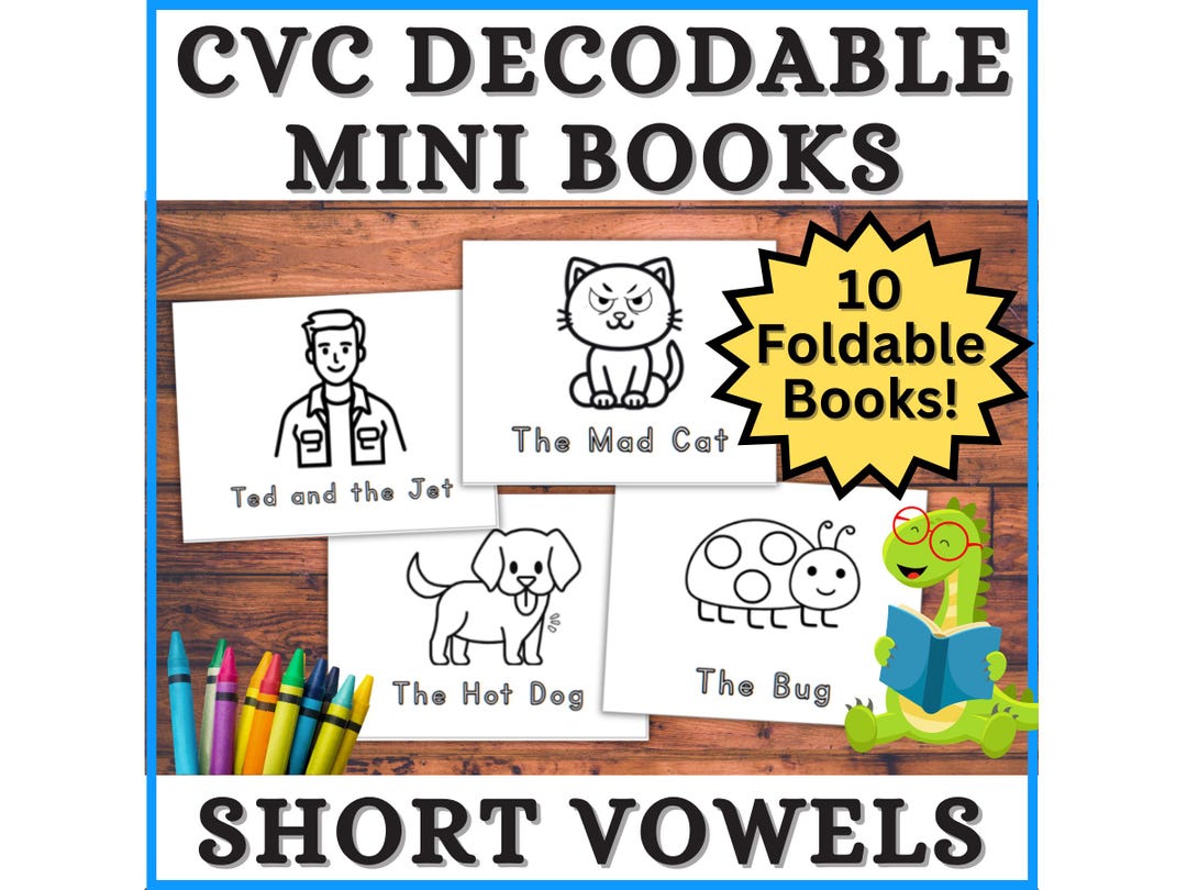Printable CVC Words Decodable Reader Mini Books, Kindergarten Fluency ...