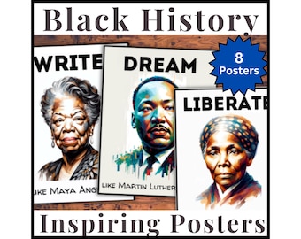 8 Black History Month Posters February Bulletin Board Classroom Decor ...