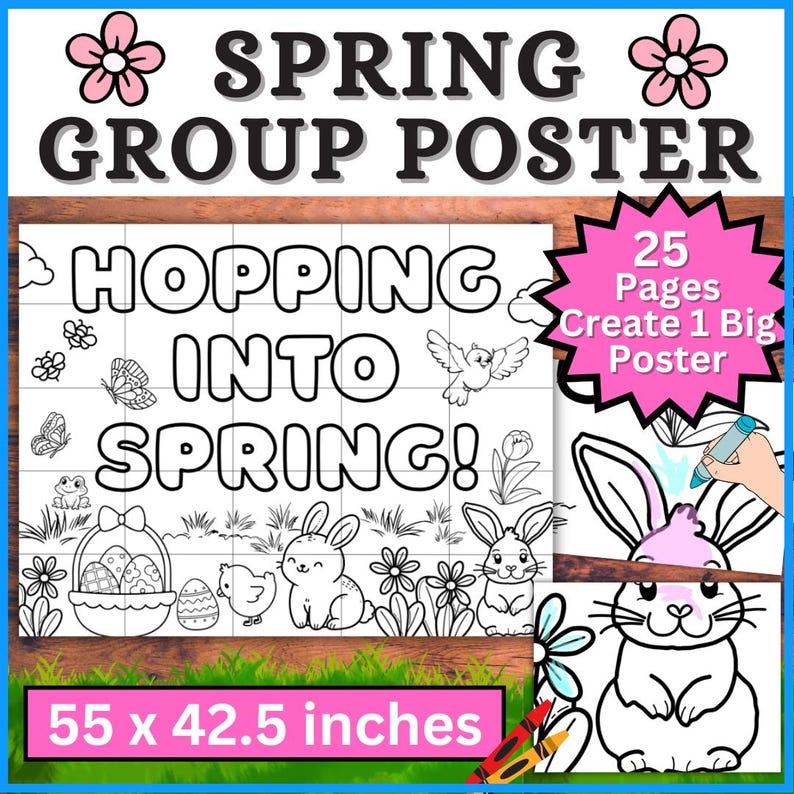 Spring Crafts! Cut and Paste, Coloring Page Poster, March April ...