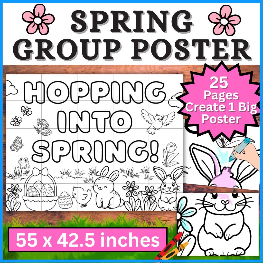 Spring Crafts! Cut and Paste, Coloring Page Poster, March April ...