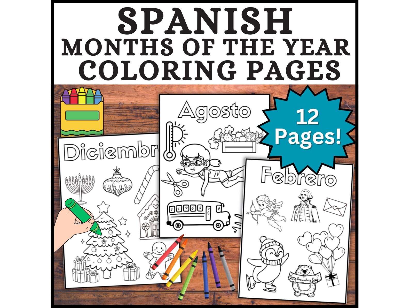 SPANISH Language Months of the Year Coloring Pages, Vocabulary Coloring ...