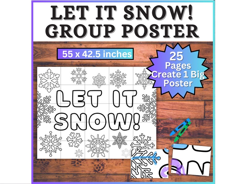 Let It Snow! Collaborative Poster Group Winter Bulletin Board Christmas ...