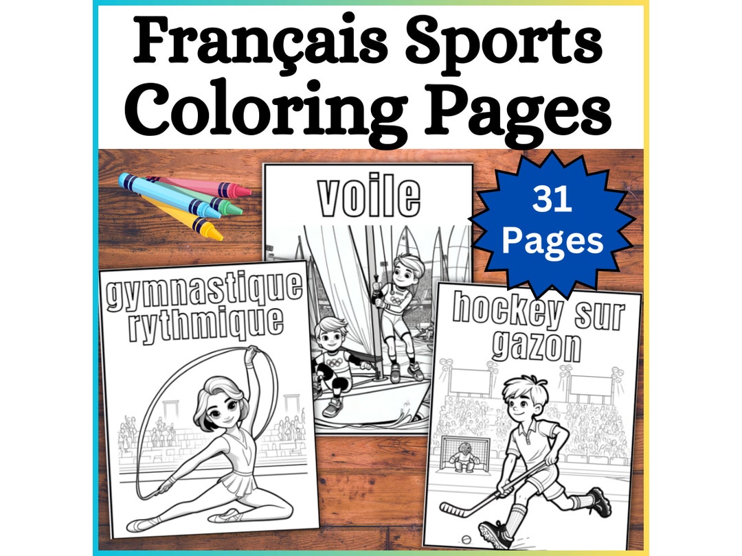 31 FRENCH Sports Coloring Pages Sheets! Jeux De Sports D'été, Langue ...