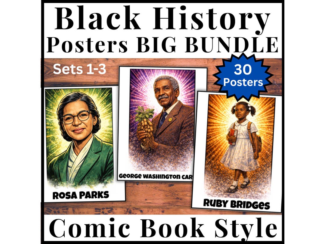 30 Black History Month Poster BUNDLE! Comic Book Style February ...