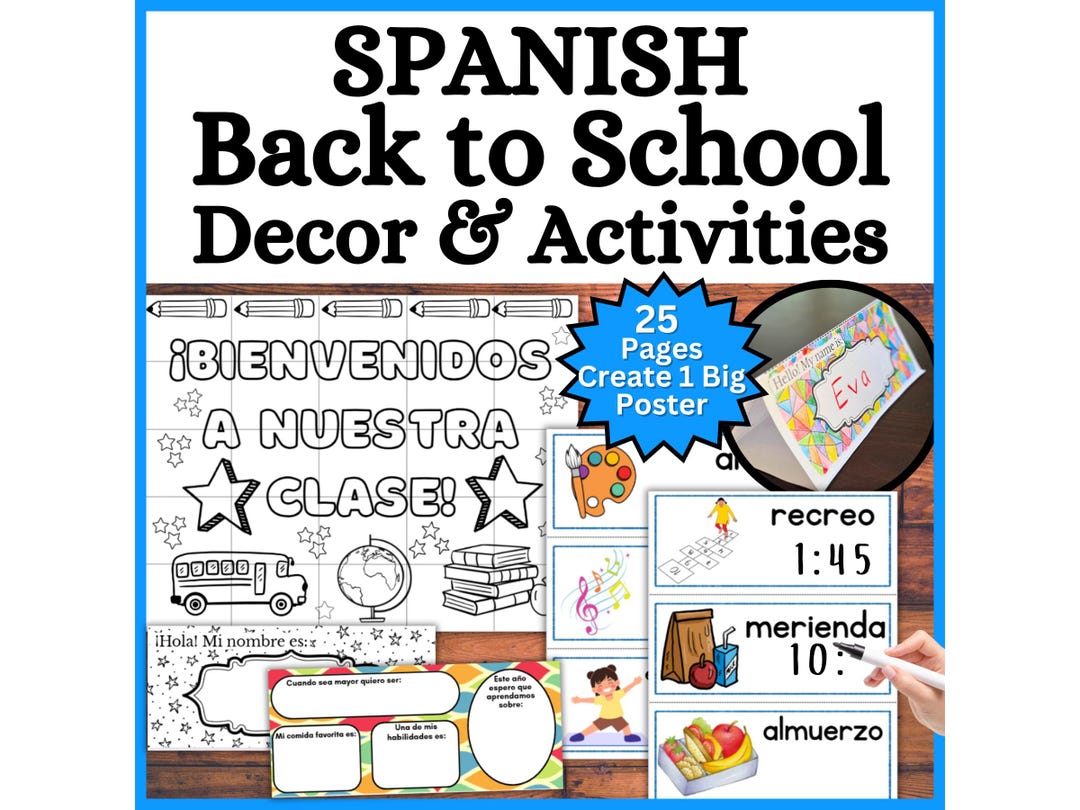 Spanish Language Back to School Decor & Activities, Printable All About ...