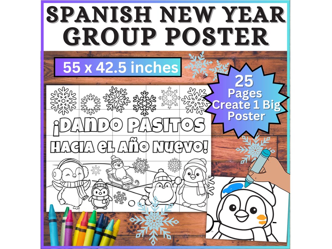 SPANISH New Year Collaborative Poster, January Group Bulletin Board ...