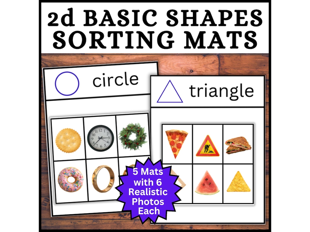 2d Shapes Sorting Mats Activity, Sort 5 Shapes With 60 Real Photos ...