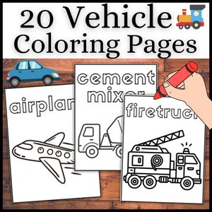 20 Transportation Coloring Pages Sheets With Vehicle Names - Car Pre K ...