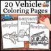20 Transportation Coloring Pages Sheets With Vehicle Names Car Pre K ...