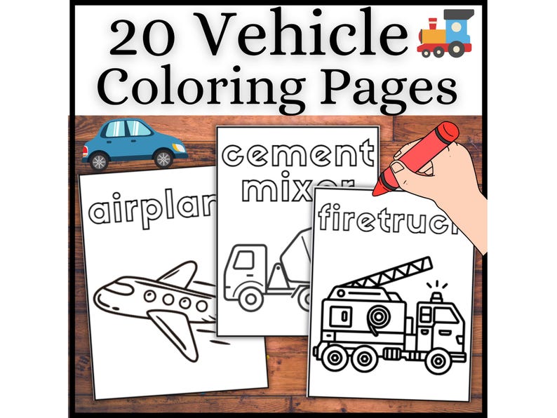 20 Transportation Coloring Pages Sheets With Vehicle Names - Car Pre K ...