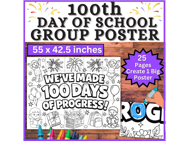 100th Day of School Collaborative Poster, January February Group ...