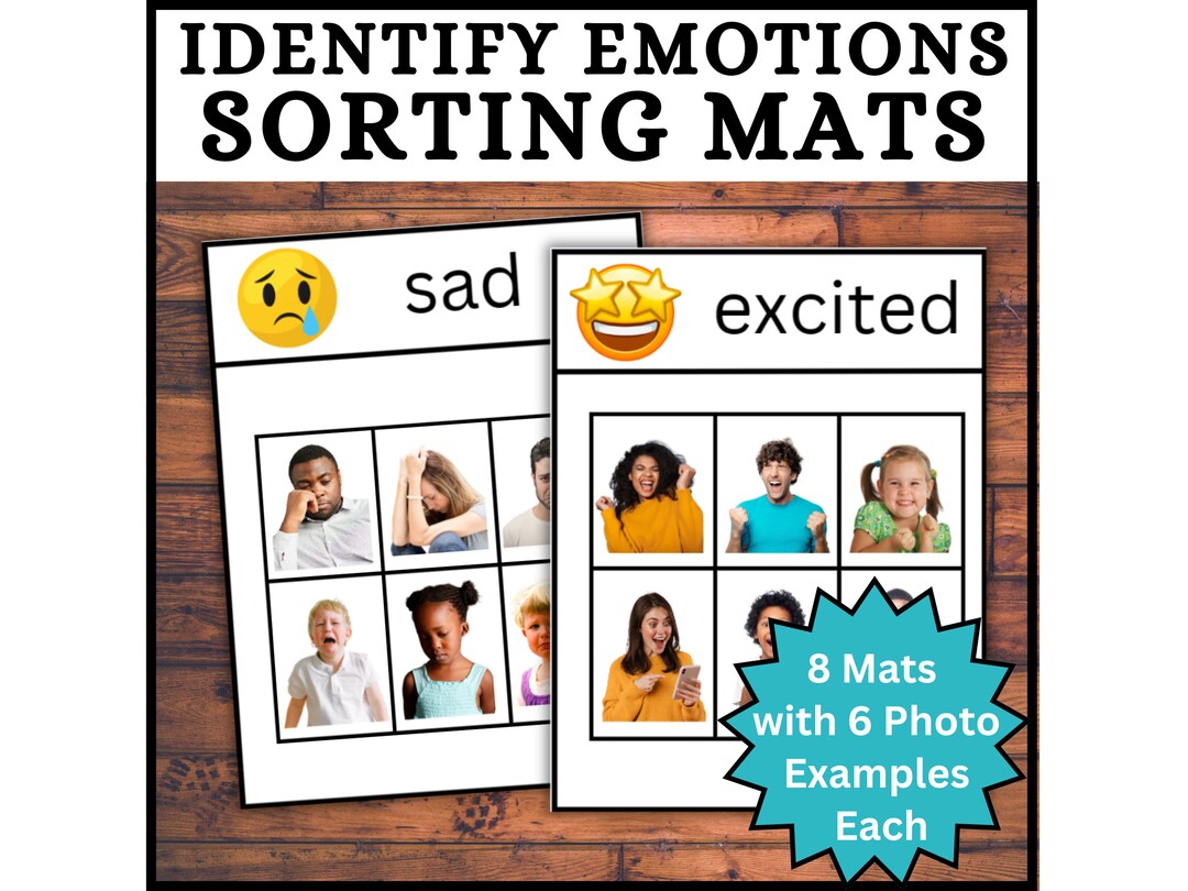 Identifying Emotions Sorting Mats Activity-sort 8 Feelings With 48 Real ...