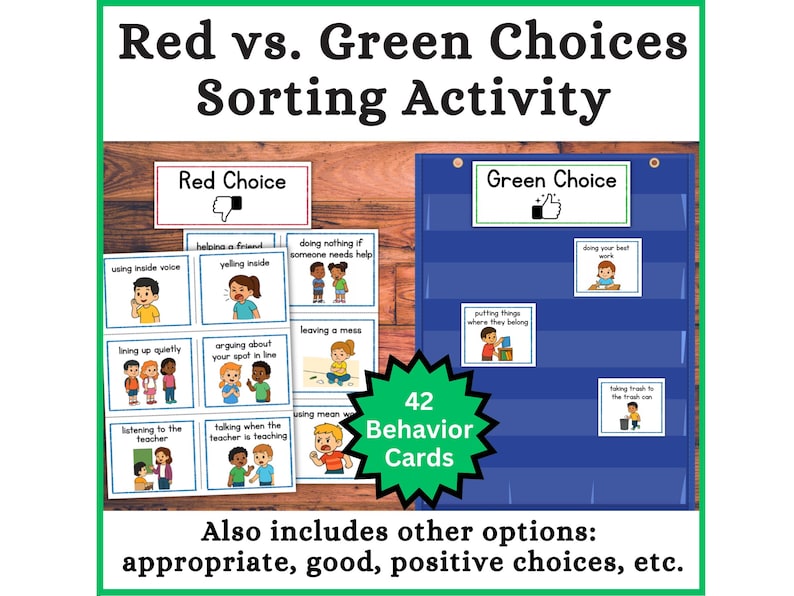 Classroom Expectation Cards Sorting Activity, Class Rules, Green Vs Red ...