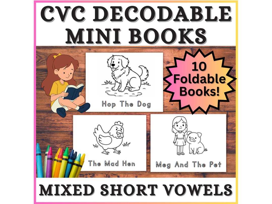 10 Printable CVC Words Mini Books, Kindergarten Fluency Reading Sight ...