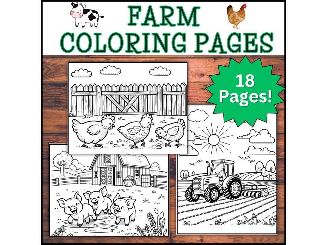 18 Farm Coloring Pages Farm Animals Birthday Party Spring Bulletin ...