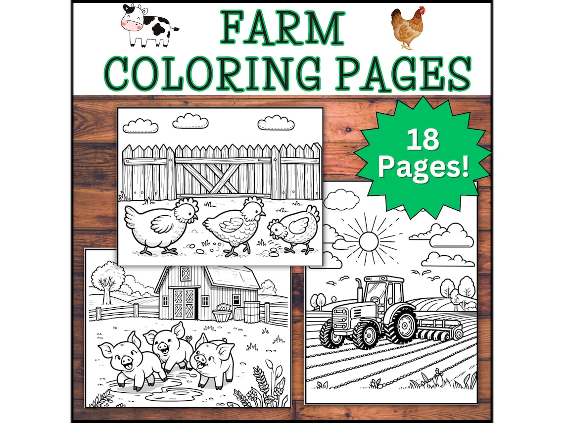 18 Farm Coloring Pages Farm Animals Birthday Party Coloring Sheets Farm ...