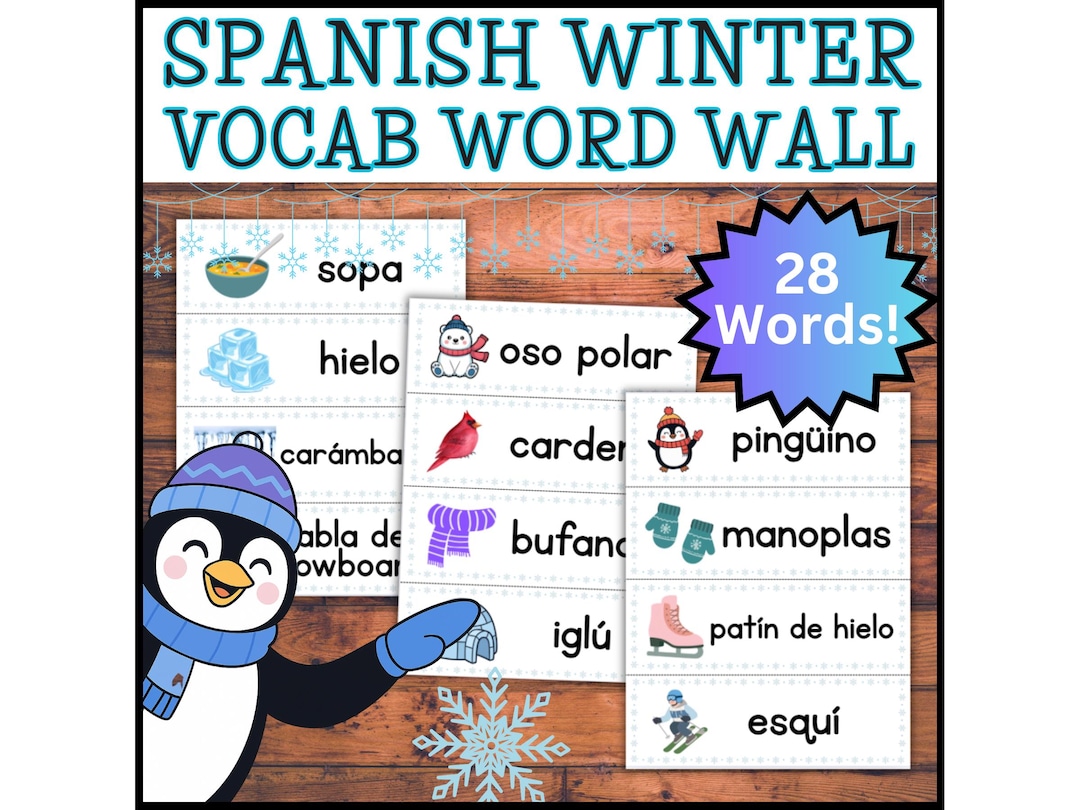 SPANISH LANGUAGE Winter Word Wall! Printable Bilingual Homeschool ...