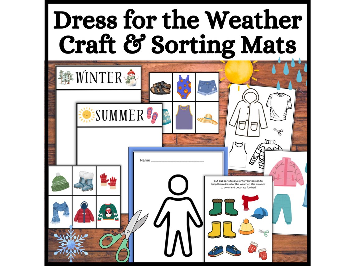 Four Seasons Clothes Sorting Mats and Dress for the Weather Craft! Sort ...
