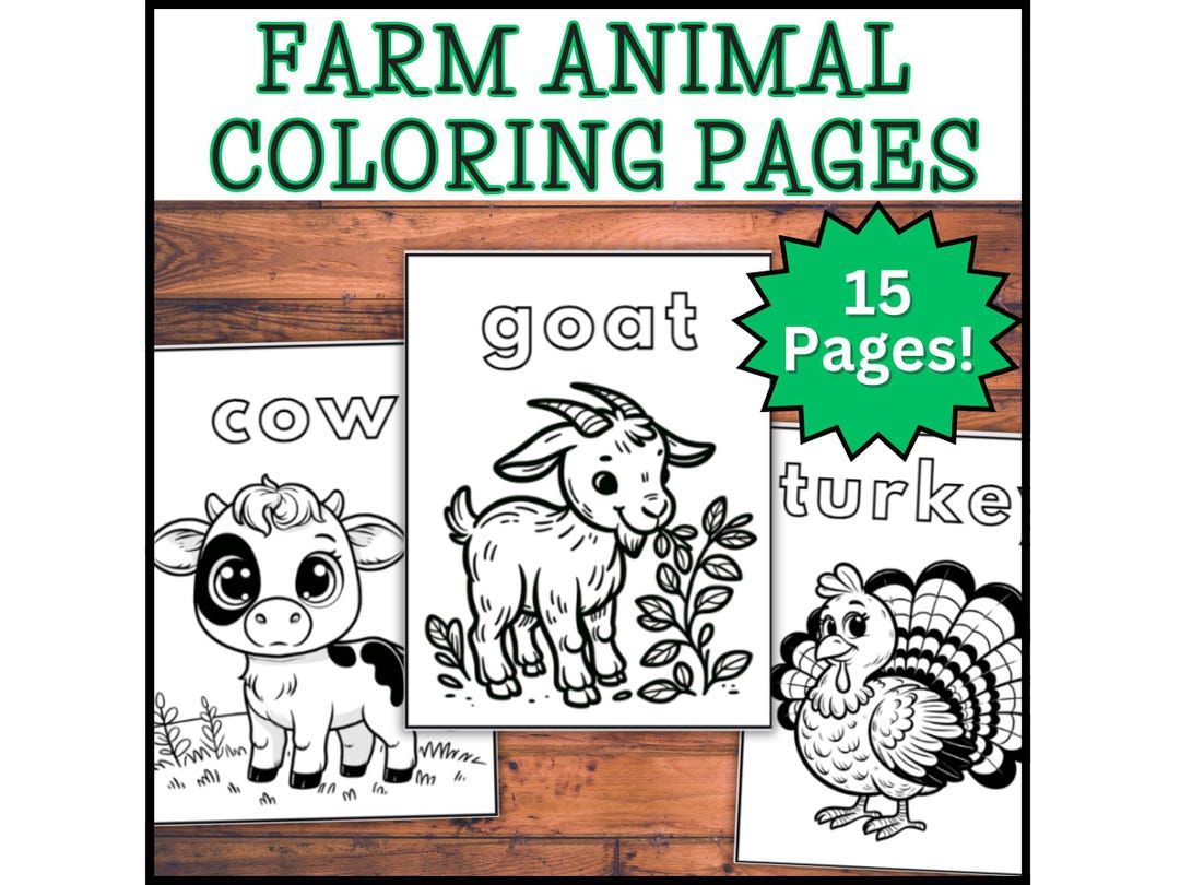 15 Farm Animal Coloring Pages With Animal Names Farm Coloring Sheets ...