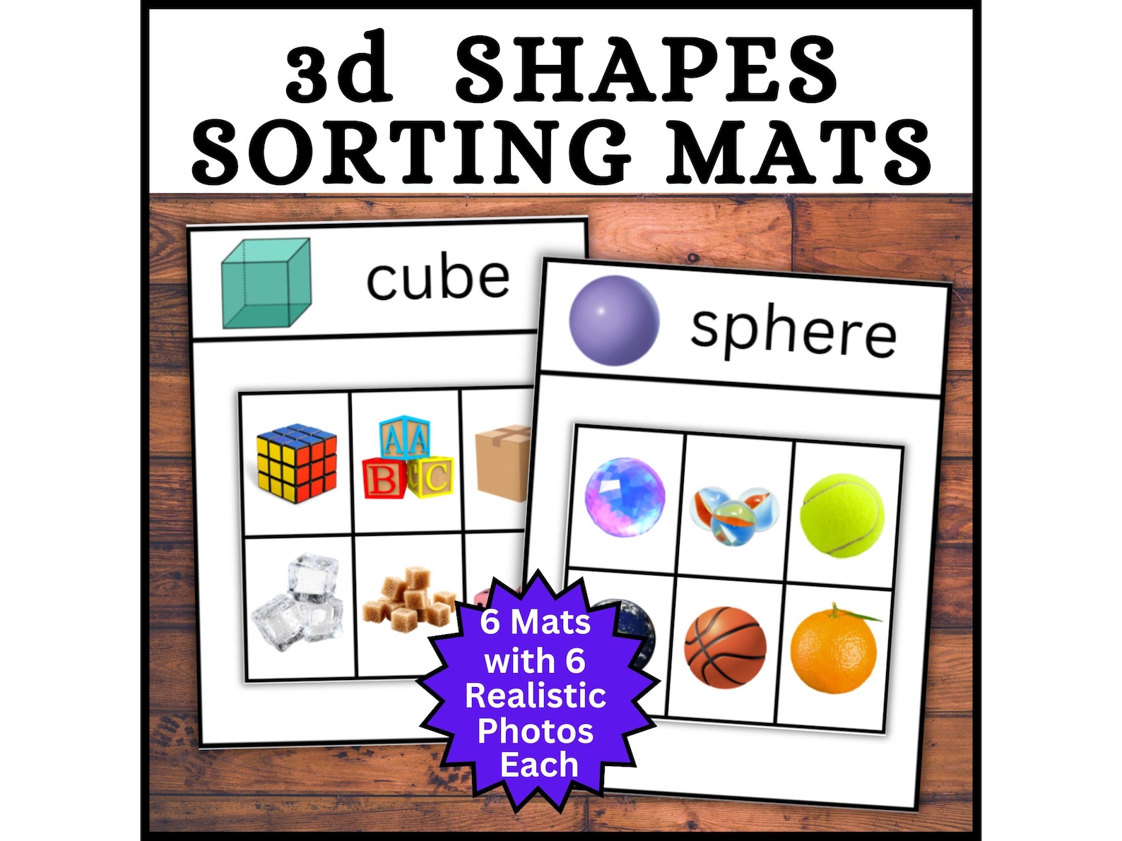 3D Shapes Sorting Mats Activity, Sort Shapes With 66 Real World Photos ...