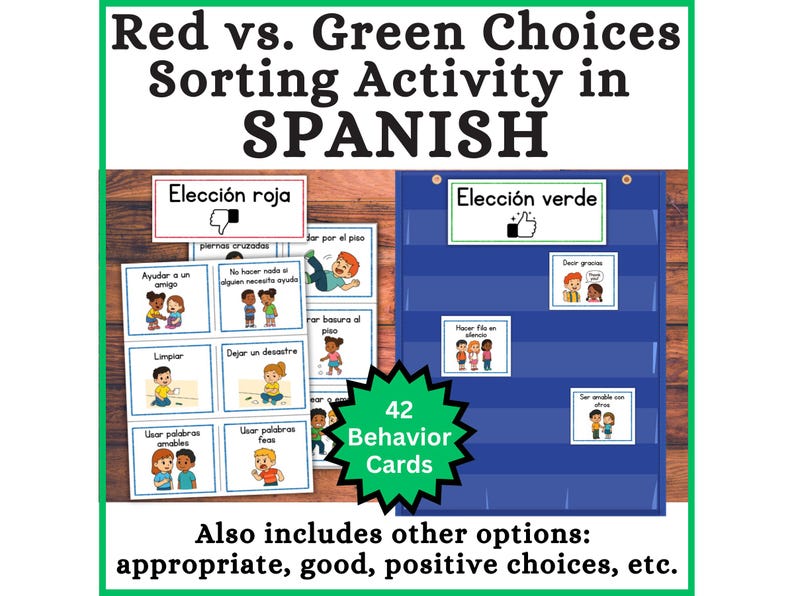 SPANISH Classroom Expectation Cards Sorting Activity, Class Rules ...