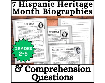 7 Hispanic Heritage Month Biographies With Reading Comprehension ...