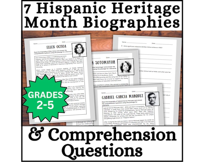 7 Hispanic Heritage Month Biographies With Reading Comprehension ...