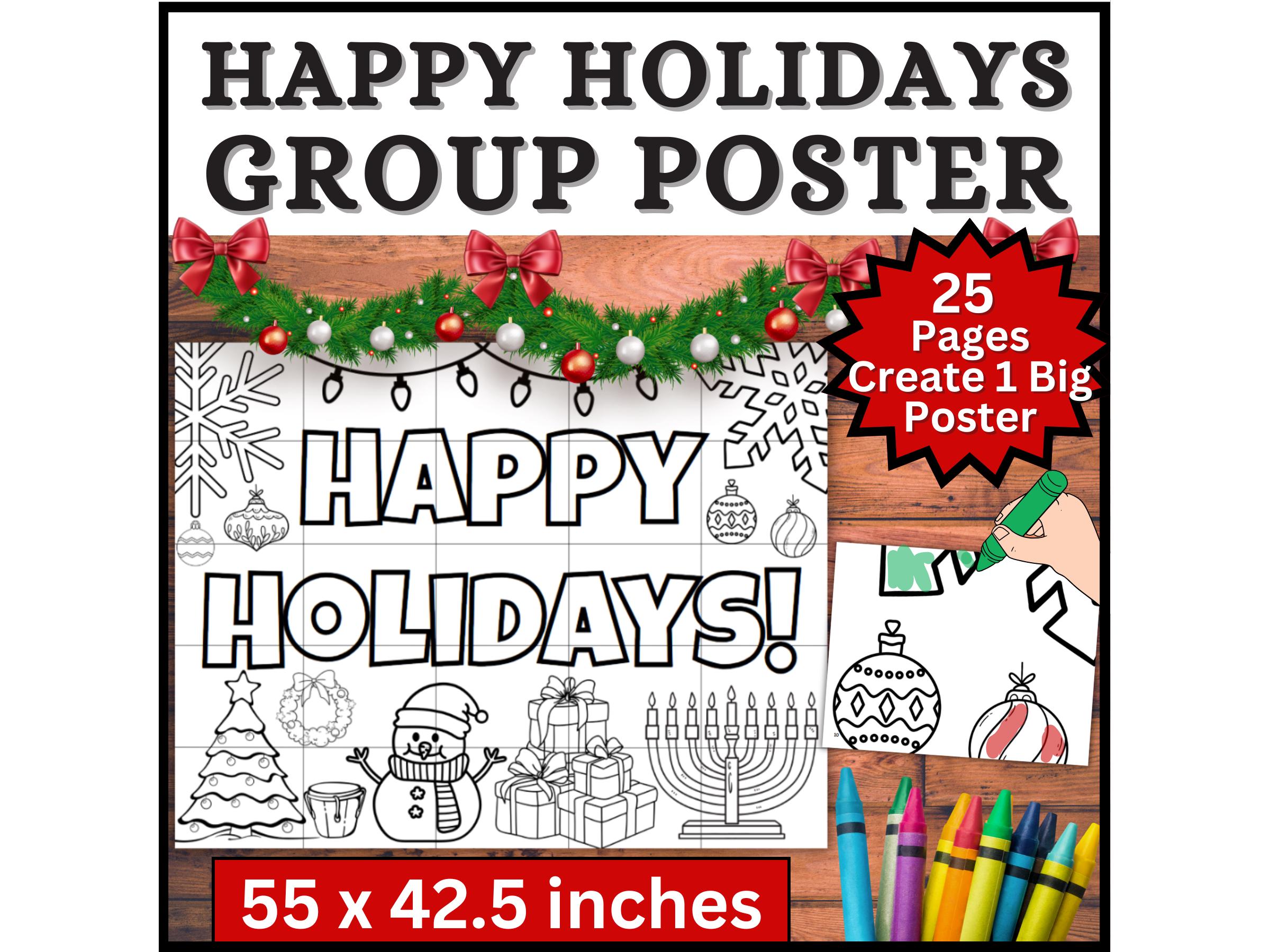 Happy Holidays Collaborative Poster! Christmas Coloring Page Craft ...