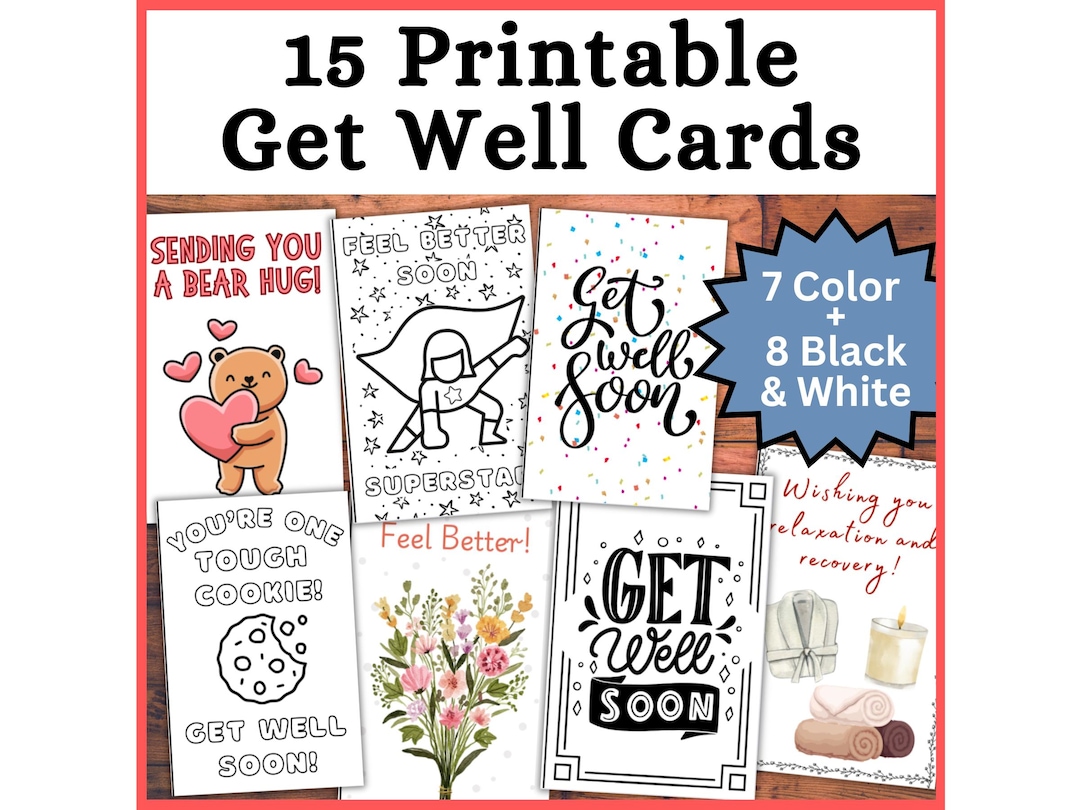 15 Printable Get Well Soon Cards - Blank Inside - Gifts for Students ...