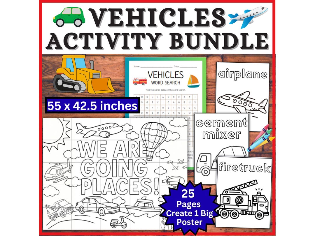 Vehicles and Transportation BUNDLE! Collaborative Group Poster, Craft ...
